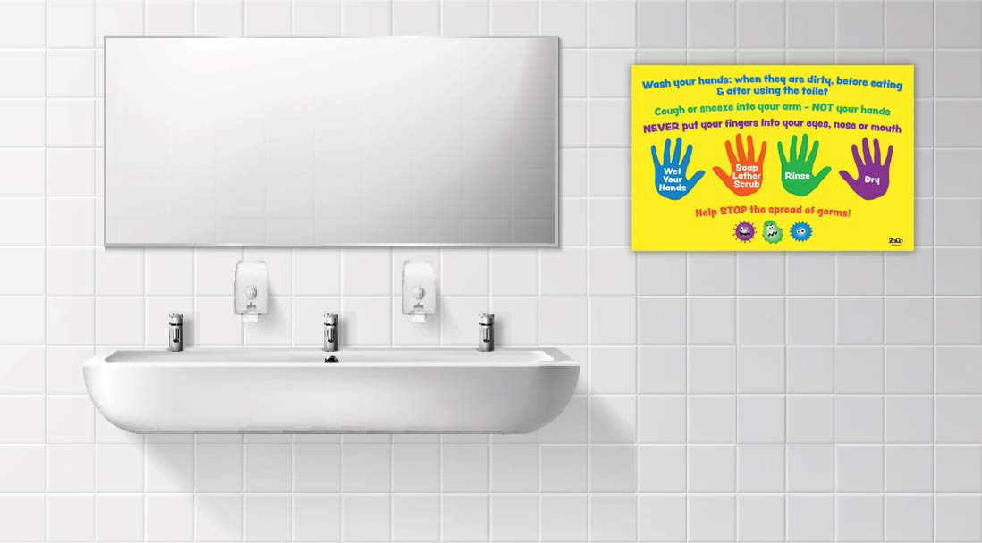Hand Hygiene Poster for Kids - Hand Washing Pediatric Posters - School ...