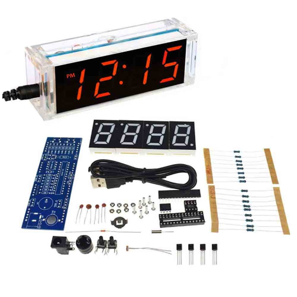 Amazon.com: 4 Digital DIY Electronic Clock kit Multicolor LED time Week ...