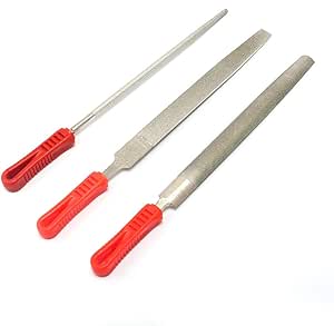 3Pcs 8" 180 Diamond Coated Needle Mixed Files Set Plastic Handle Filing ...