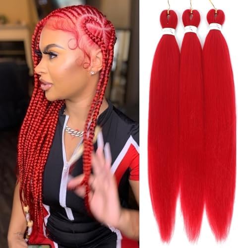 Amazon.com : Red Braiding Hair Pre Stretched Easy Braids Yaki Texture ...