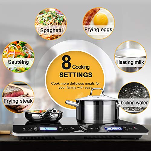 Duxtop LCD Portable Double Induction Cooktop 1800W Digital Electric ...