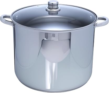 Buckingham Deep Induction Stock Pot with Glass Lid Premium Stainless ...