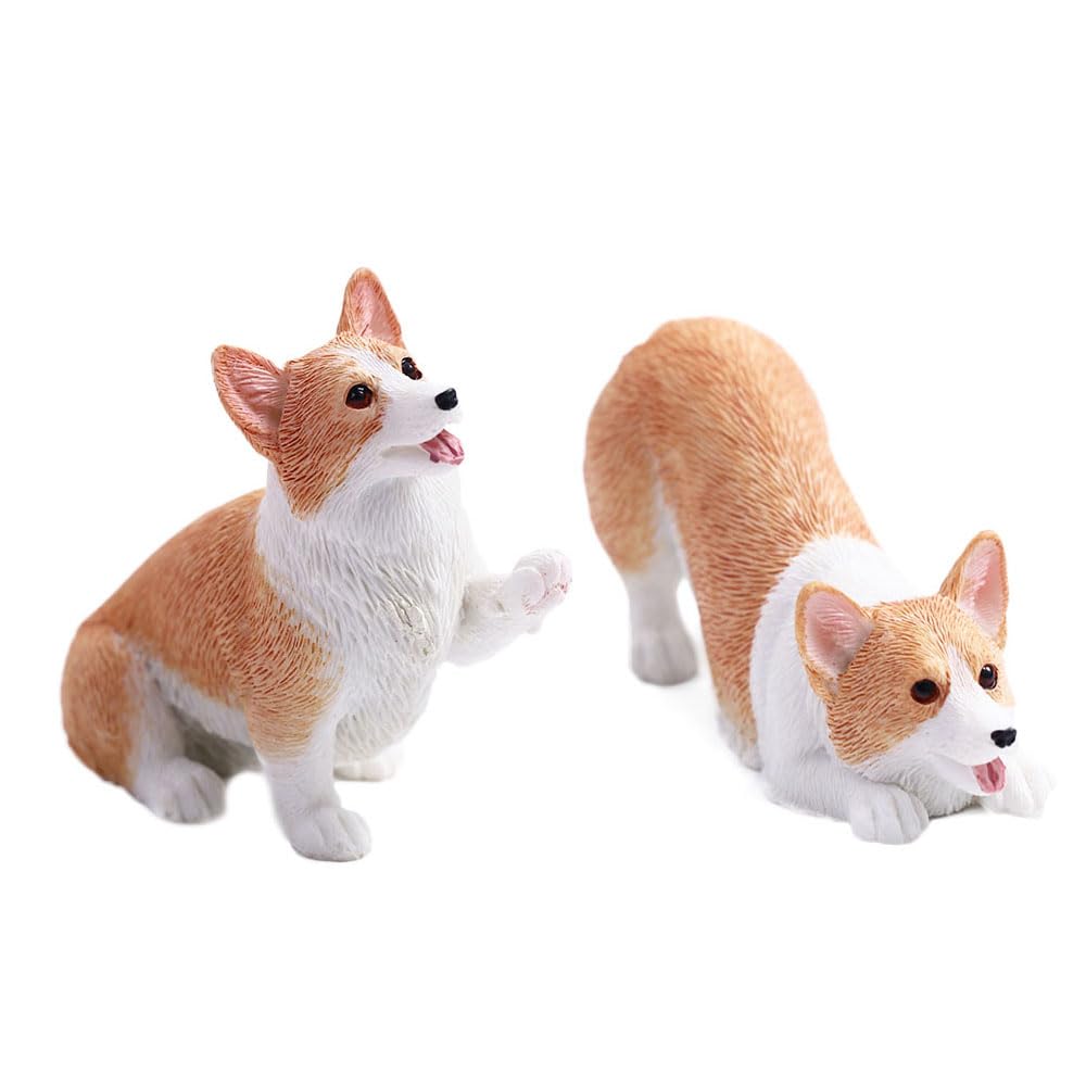 Amazon.com: Leadigol Mini Dog Figurine Resin Corgi Animal Model ...