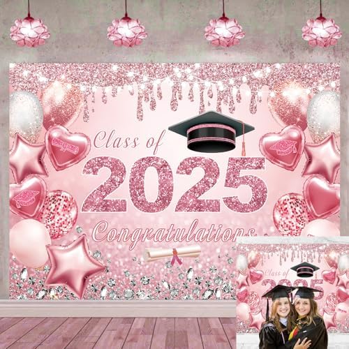 Class of 2025 Graduation Backdrop Graduation Party Decorations Pink ...