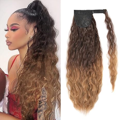 Amazon.com : Corn Wave Ponytail Extension Clip in - 22 Inch Long Wavy ...