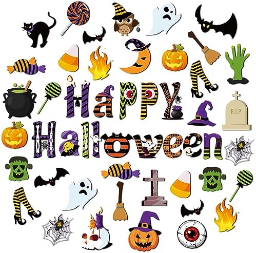 Amazon.com: Estune 72 Pcs Happy Halloween Bulletin Board Set Bat ...