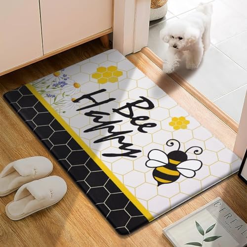 Amazon.com: ASPMIZ Honey Bee Kitchen Rugs Non Slip, Spring Kitchen ...