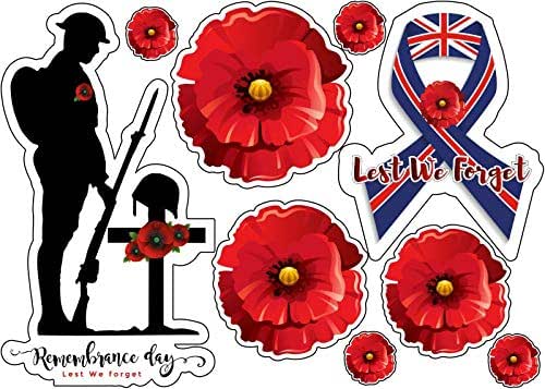 Remembrance Day Lest We Forget Window Car Sticker Set UK : Amazon.co.uk ...