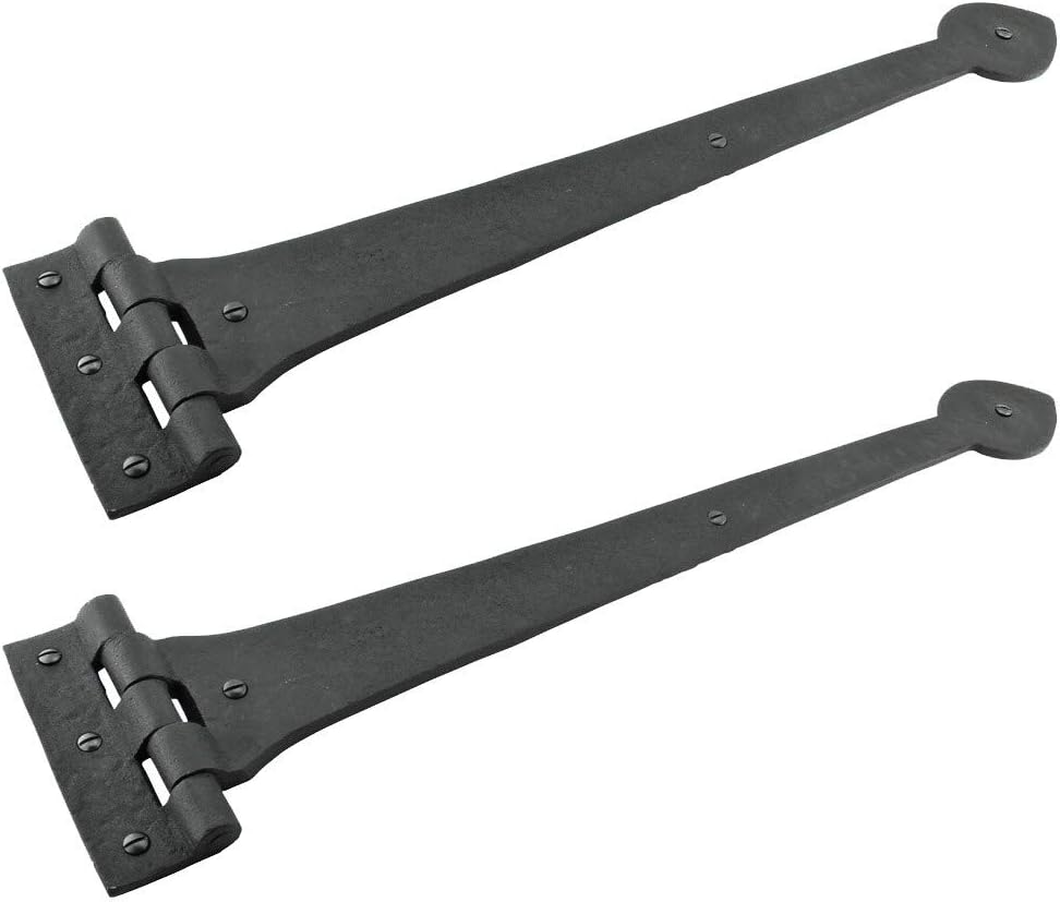 DIYWorld 24" Black Door Hinges – 2Pcs Gate Hinges with 14 Mounting ...