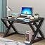 Amazon.com: URRED Computer Desk Glass Top and Metal Frame, Desk Table ...