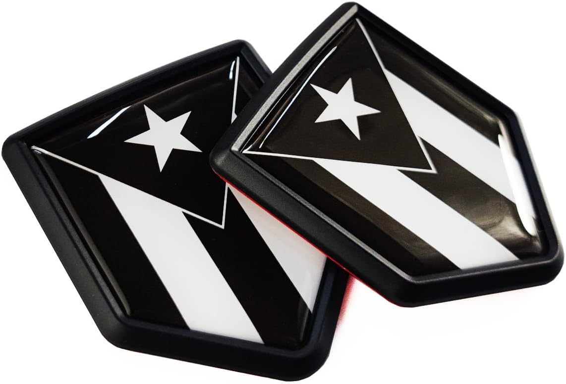 Amazon.com: PTDecals 1 PCS Metal 3D Black White Puerto Rico Flag Emblem ...