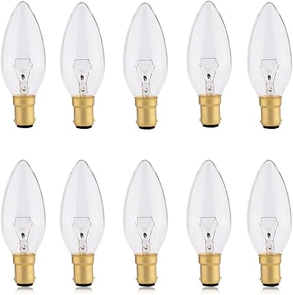B15 Bayonet Candle Light Bulb 60W, Small Clear Bulbs SBC Dimmable Warm ...