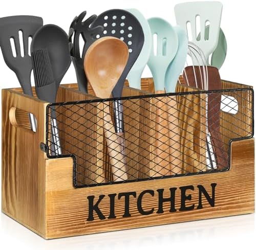 Amazon.com: Kitchen Utensil Holder & Organizer with 6-Knife Storage ...