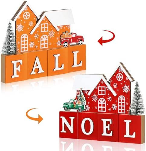 Amazon.com: Purpeak Reversible Winter Wooden Table Sign Double Side ...