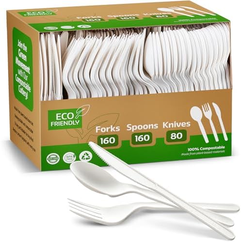 Amazon.com: Elegant Disposables 100% Compostable PLA Combo Cutlery Set ...
