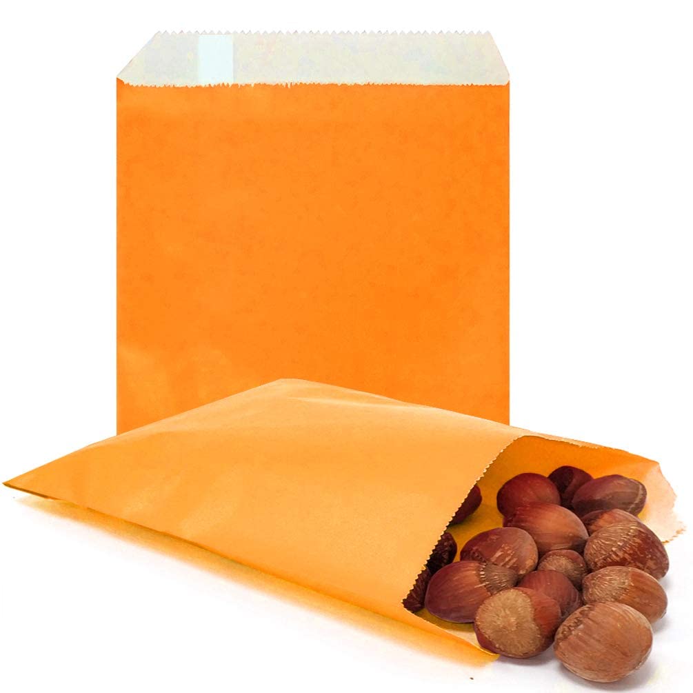 Snapklik.com : Orange Paper Treat Bags 200CT - Flat Candy Buffet ...