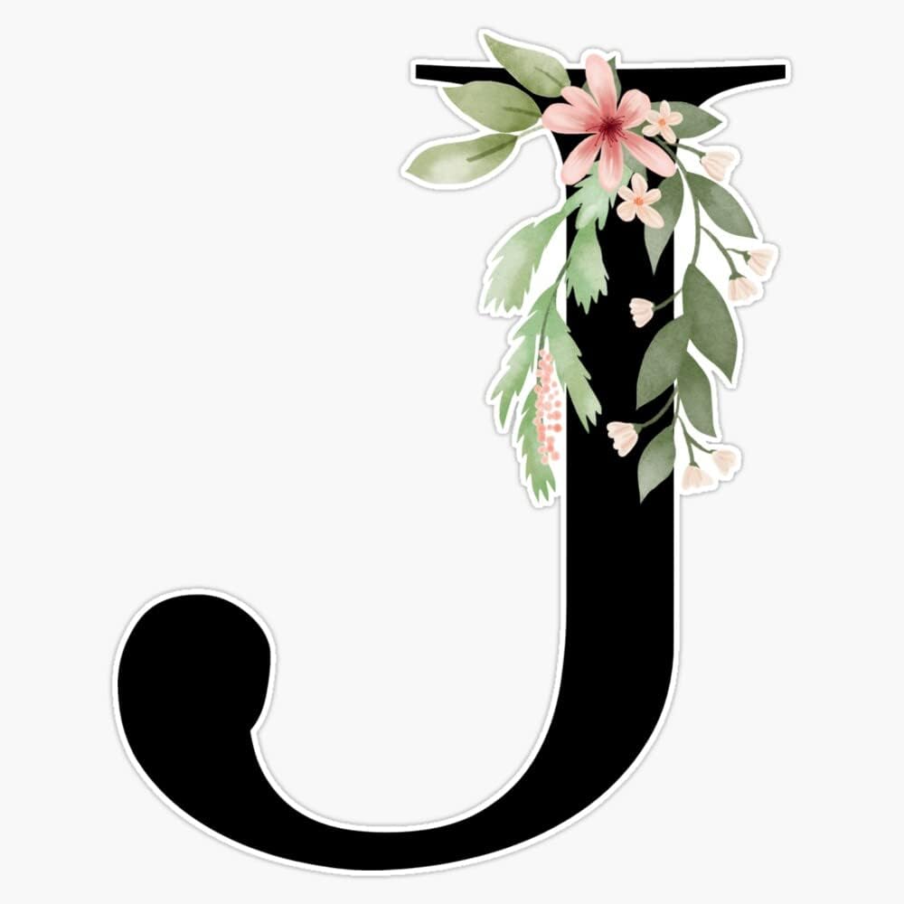 Amazon.com - Botanical Letter J Sticker Vinyl Bumper Sticker 6 Mil ...