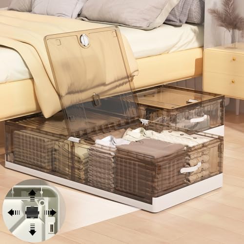 Amazon.com: 96.5L Large Under Bed Storage Containers with Wheels 2 Pack ...