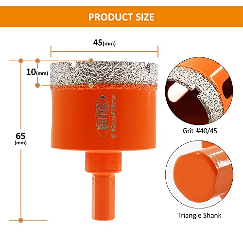Snapklik.com : Dry Diamond Core Drill Bit, BGTEC 45mm 1-4/5 Vacuum ...