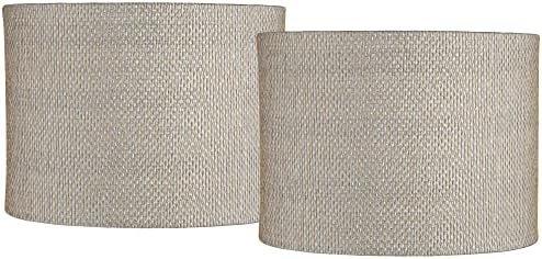 Set of 2 Softback Tapered Drum Lamp Shades Off-White Medium 12" Top x ...