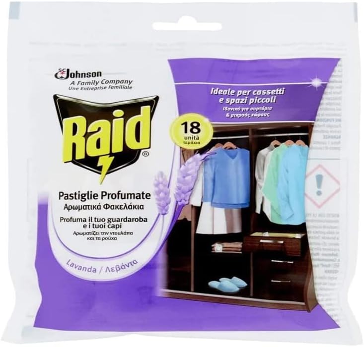 Raid Moth Repellent Sachets, Lavender Scent, Pack of 18 : Amazon.co.uk ...