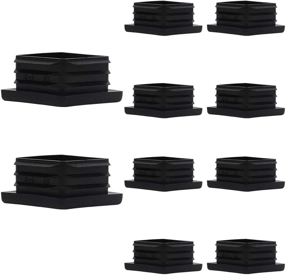 10PCS Square Plastic End Caps 60mm x 60mm Black Insert Plugs Anti-Slip ...