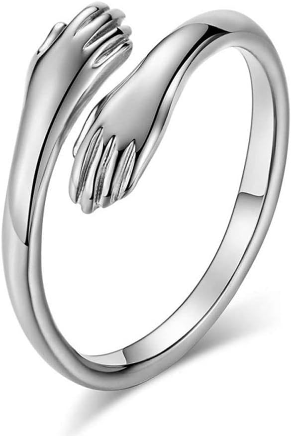 Amazon.com: BUSSLANDY Hug Ring Sterling Silver Adjustable White Gold ...