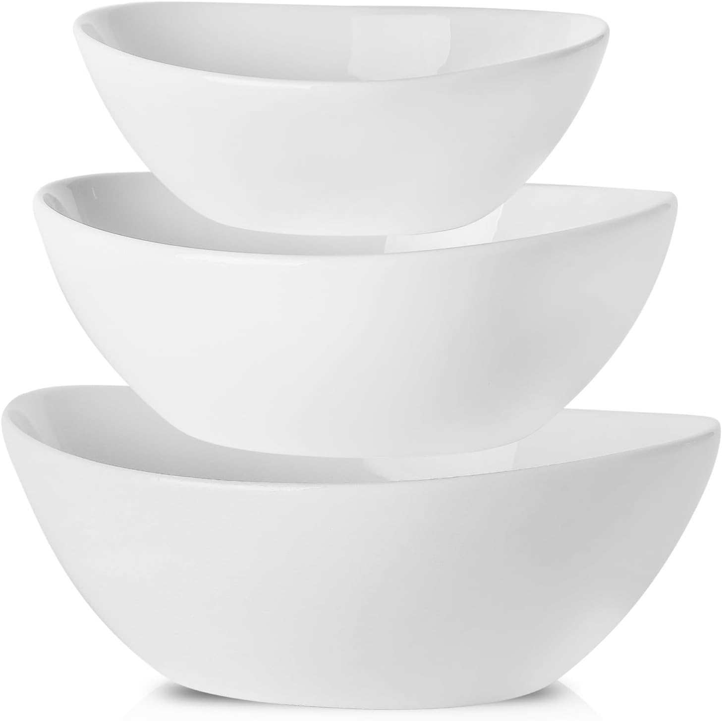 Amazon.com | 3 Piece Serving Bowl Set – Elegant White Porcelain Salad ...