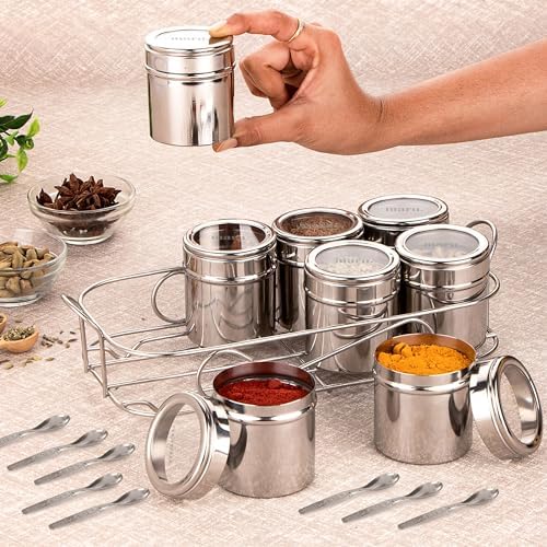 Buy MARU 8 in 1 Stainless Steel Masala Boxes for Kitchen - 140ml Each ...
