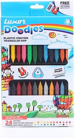 Cello ColourUp Plastic Crayons - Pack of 24 bright shades | Non-Toxic ...