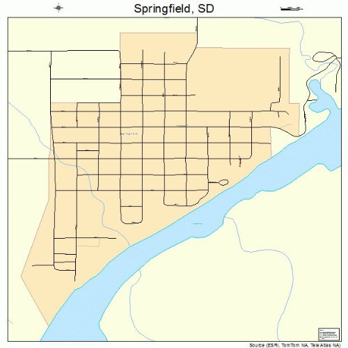 Large Street & Road Map of Springfield, South Dakota SD - Printed ...