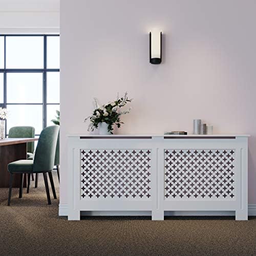 ELEGANT Radiator Cover Cross Slat Radiator Shelve White Painted Modern ...
