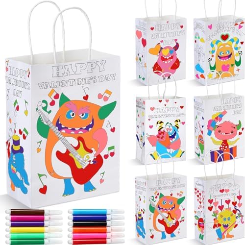 Amazon.com: Jetec 120 Packs Valentine's Day Paper Gift Bags DIY Color ...