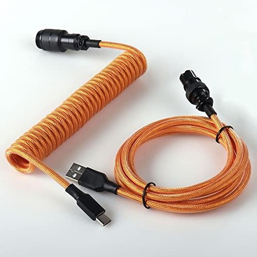 Coiled Cable with Detachable Aviator Connector USB-C Double Sleeved ...