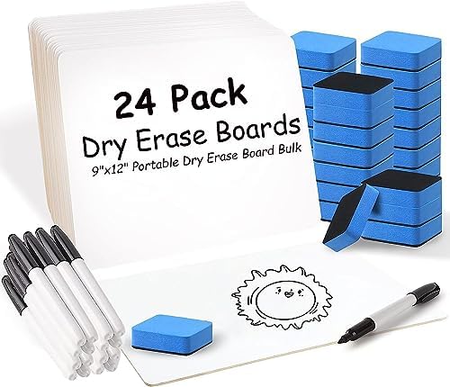 Small Whiteboard 10 Pack Small Dry Erase White Boards - 12"x9" Double ...