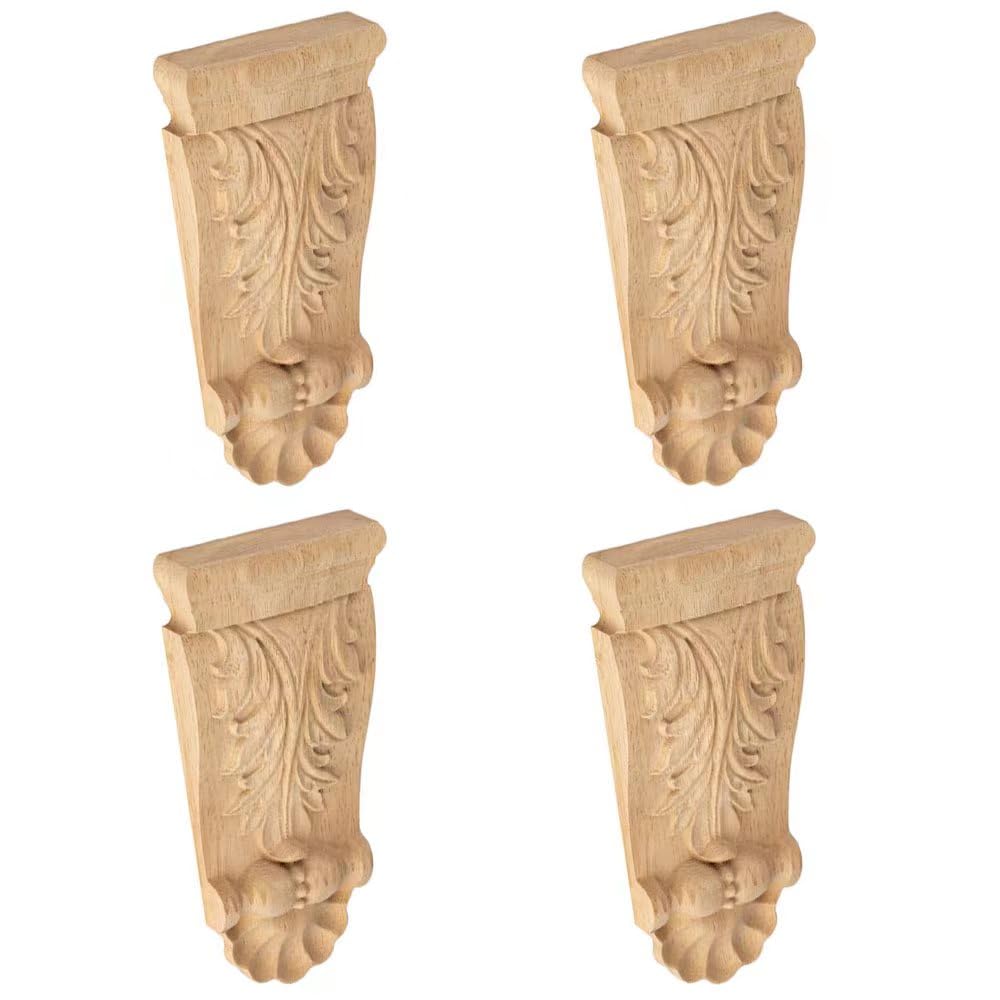Amazon.com: Crapapfert 4PCS Unpainted Natural Solid Wood Carved Corner ...