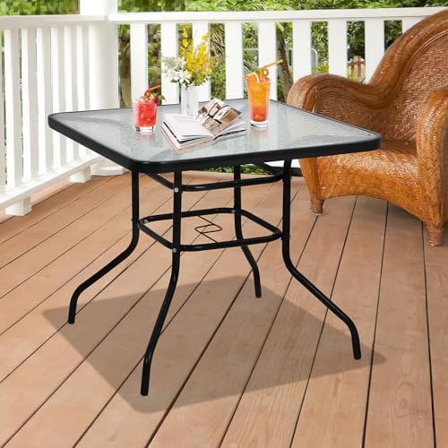 Amazon.com: Square Outdoor Table, Patio Table with Umbrella Hole, Patio ...