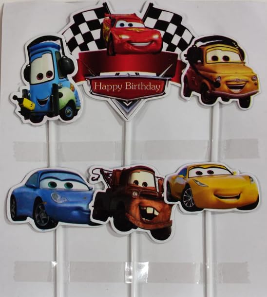 Car Theme Topper|Car Theme Birthday Topper (6 pcs Of set) Pack of 2 ...