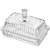 Amazon.com | 7'' Glass Butter Dish with Lid - Elegant Countertop Butter ...