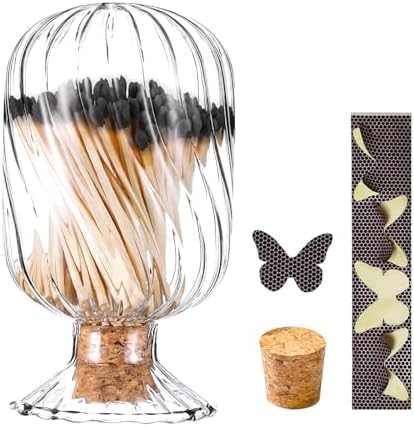 Glass Helix Match Holder,Matchstick Cloche Decorative Glass Matches ...