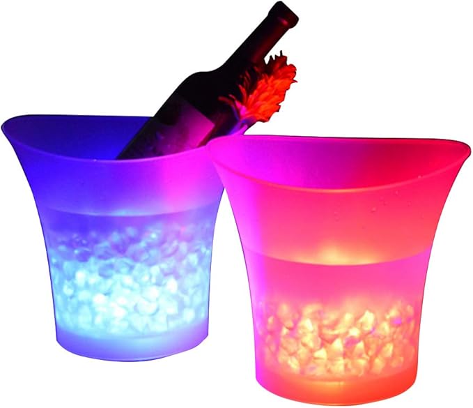 Amazon.com: LED Ice Bucket,TECKCOOL 5L Large Capacity Wine Cooler Led ...