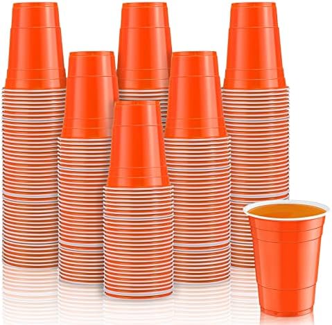 Amazon.com: Amcrate Disposable Plastic Cups, Orange Colored Plastic ...