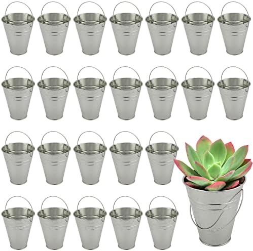 Amazon.com: JEUIHAU 25 PCS 5x4.5 inch Galvanized Mini Buckets - Tin ...