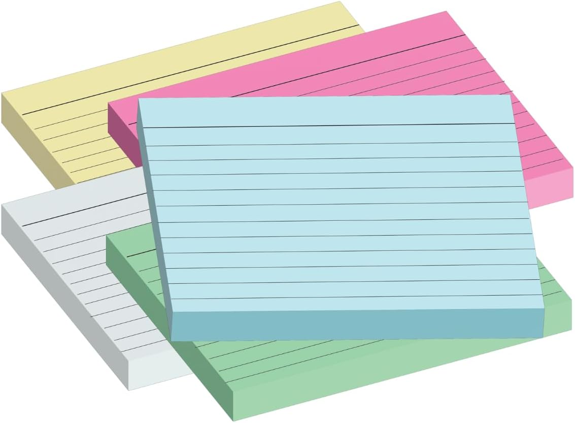 Herlitz A6 Flash Cards, Lined Revision Cards, Assorted Colours, Pack of ...