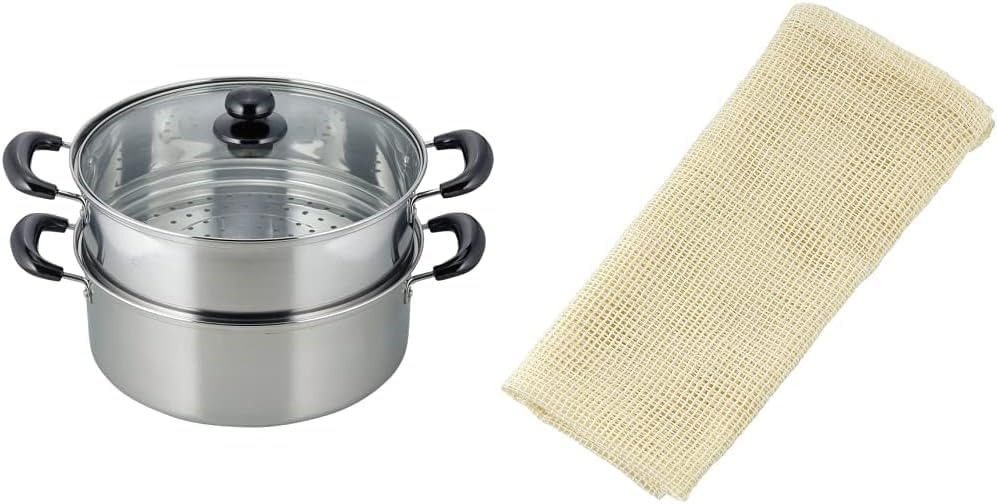 Amazon | 和平フレイズ 二段蒸し器 ヴェンセ 26cm ガラス蓋付 IH対応 ステンレス & 調理器具 蒸しネット ジー・クック 1 ...