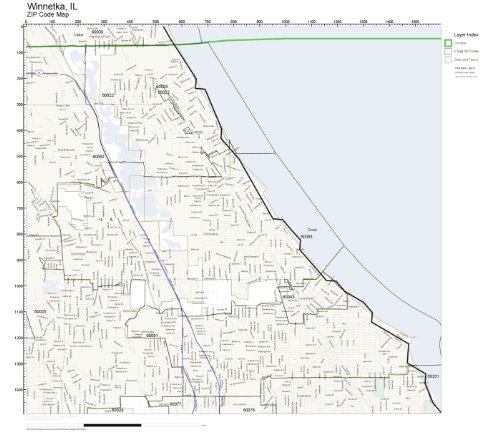 Amazon.com : ZIP Code Wall Map of Winnetka, IL ZIP Code Map Not ...
