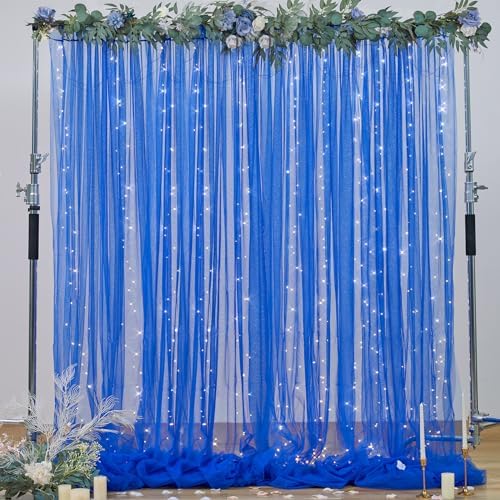 Amazon.com : Royal Blue Backdrop Curtains with Lights String for ...