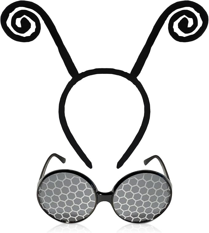 Butterfly Antenna Headband & Bug Eye Glasses Set - Adult Bee Costume ...