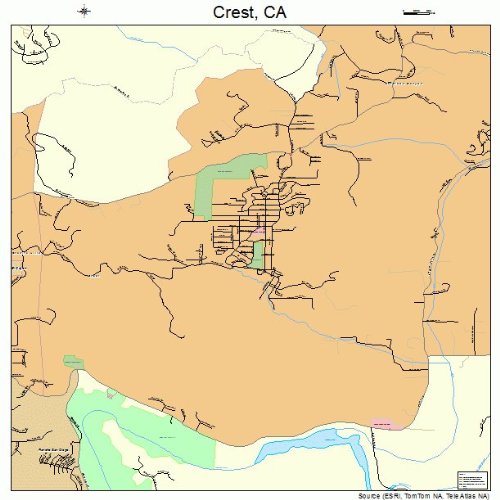 Large Street & Road Map of Crest, California CA - Printed poster size ...