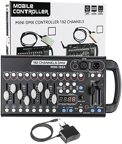 UKing DMX Controller, 192 Kanäle DMX512 Controller Konsole 240 Szenen ...